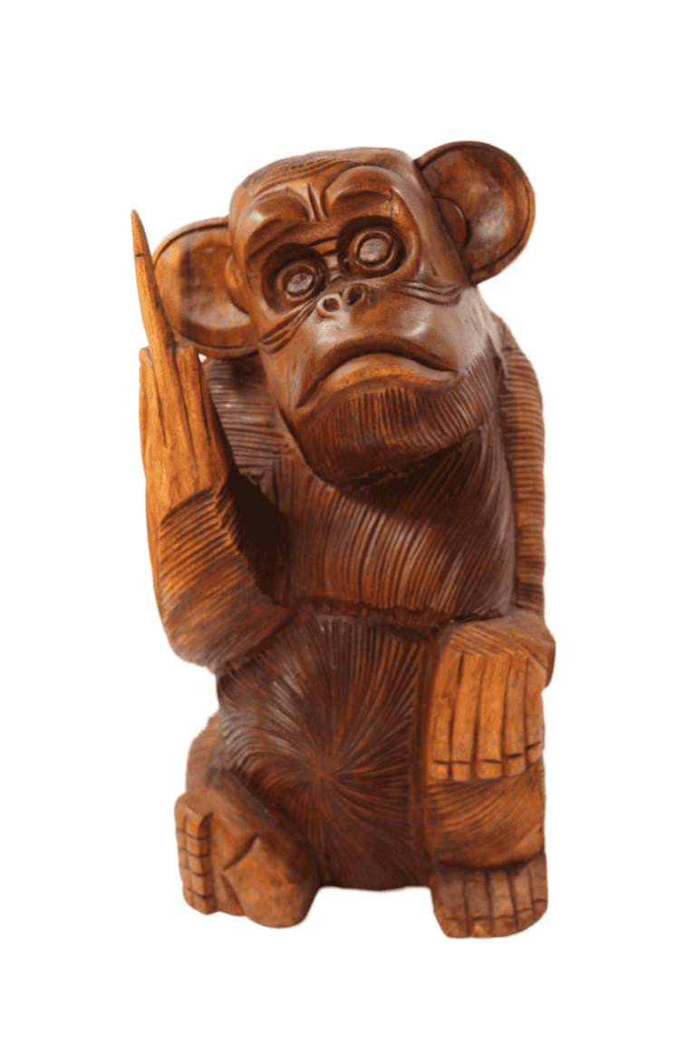 Middle Finger Wood Monkey Statue – Happy Rooster Gift Shop Key West